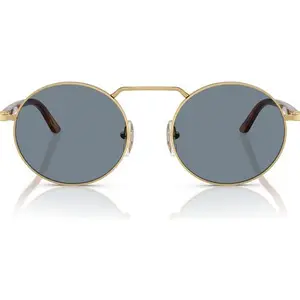 Persol 53mm Polarized Round Sunglasses - Light Blue