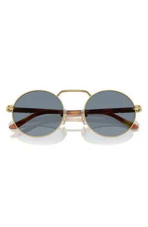 Persol 53mm Polarized Round Sunglasses - Light Blue