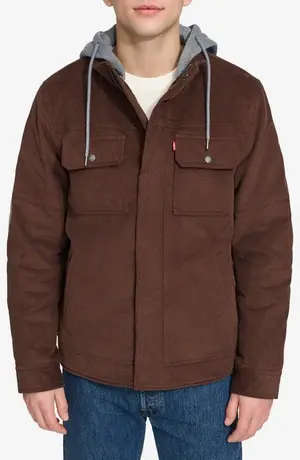LEVI'S Hooded Corduroy Jacket - Chocol Bro