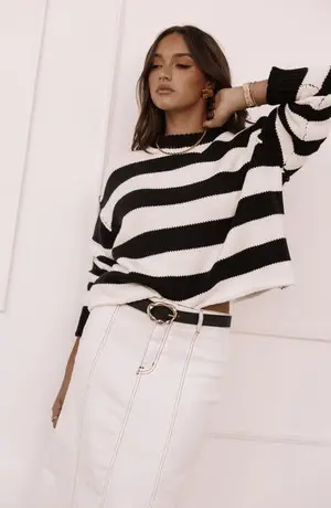 PETAL & PUP Gretchen Stripe Crewneck Sweater