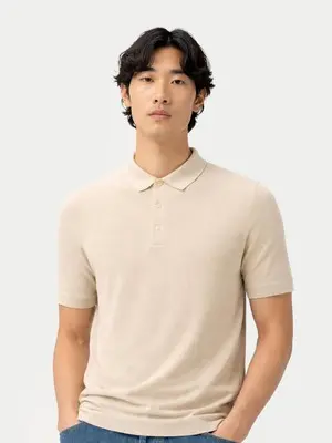 Gobi Cashmere Cashmere Silk Polo Shirt - Marshmallow
