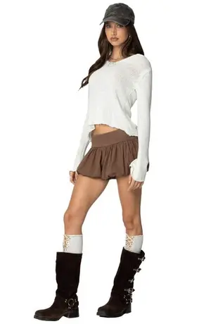 EDIKTED Adrianna Bubble Hem Shorts