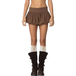 EDIKTED Adrianna Bubble Hem Shorts - Brown