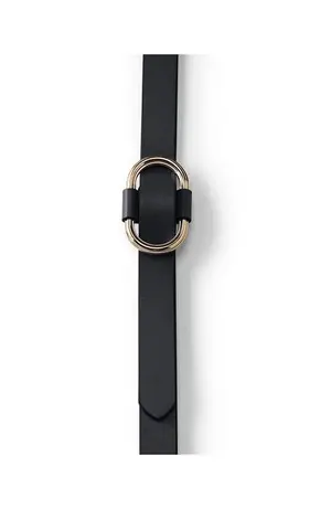 LANDS' END Adjustable Skinny Leather Belt - Black