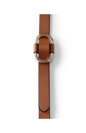 LANDS' END Adjustable Skinny Leather Belt - Cognac