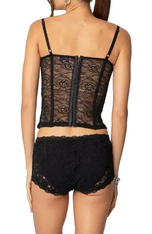 EDIKTED Krissy Sheer Lace Corset Top