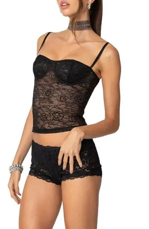 EDIKTED Krissy Sheer Lace Corset Top