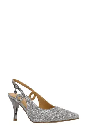 J. Reneé Viviene Embellished Slingback Pumps - Pewter
