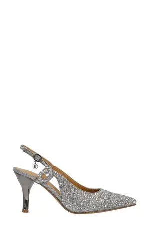 J. Reneé Viviene Embellished Slingback Pumps - Pewter
