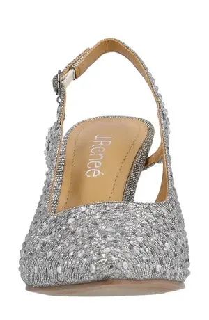 J. Reneé Viviene Embellished Slingback Pumps - Pewter