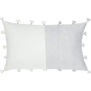 Anaya Tassels So Soft Linen Pillow With Down Insert - Grey