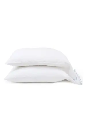 POM POM AT HOME Kelly Set Of 2 Linen Pillowcases - White/ French Blue