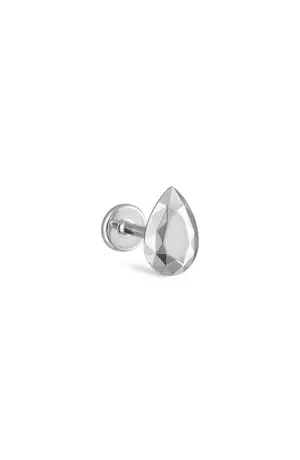 MARIA TASH Faceted Pear Single Stud Earring - White Gold