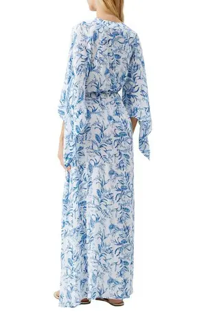 Melissa Odabash Edith Floral Maxi Cover-up Dress - Blue Leaf