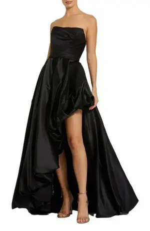 Mac Duggal Asymmetrical Strapless Gown - Black