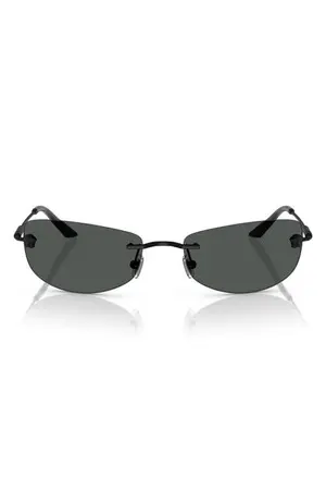 Versace 60mm Rimless Rectangular Sunglasses - Matte Black