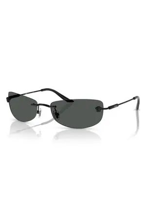 Versace 60mm Rimless Rectangular Sunglasses - Matte Black