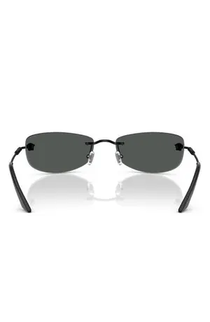 Versace 60mm Rimless Rectangular Sunglasses - Matte Black