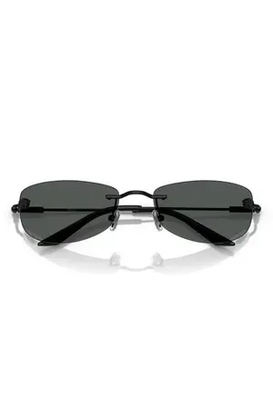 Versace 60mm Rimless Rectangular Sunglasses - Matte Black