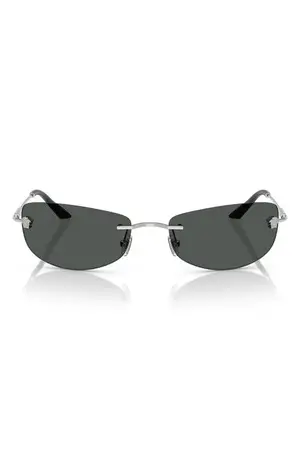 Versace Versace 60mm Rimless Rectangular Sunglasses Silver