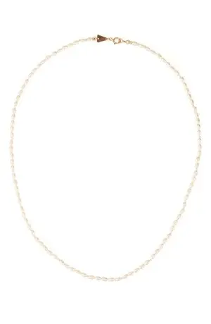 Adina Reyter Tiny Seed Pearl Necklace Yellow Gold