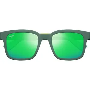 Maui Jim Opiopio Rectangular Sunglasses - Matte Green W/ Greens Grad Int