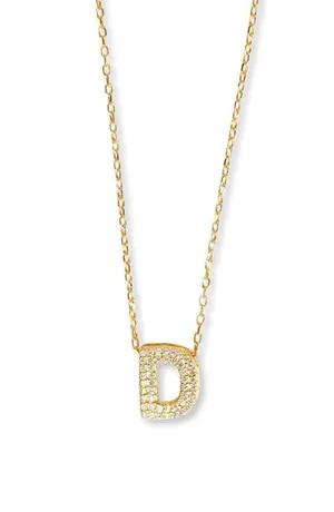 Argento Vivo Cubic Zirconia Initial Pendant Necklace - Gold - D