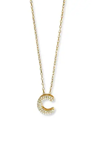 Argento Vivo Cubic Zirconia Initial Pendant Necklace - Gold