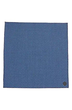 CLIFTON WILSON Diamond Jacquard Wool Pocket Square - Blue