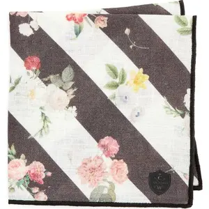 CLIFTON WILSON Print Linen Pocket Square - Black