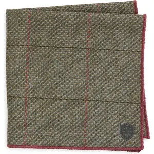 CLIFTON WILSON Plaid Wool Pocket Square - Olive
