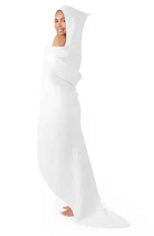 COMFY CUBS Adult Muslin Hooded Towel - White