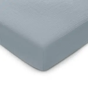 COMFY CUBS Muslin Fitted Crib Sheet Pacific Blue