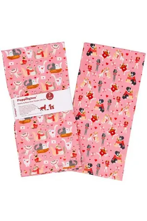 PUPPINGTON Dog & Cat Kitchen Towels Hearts & Paws