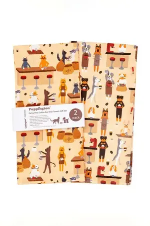 PUPPINGTON Dog & Cat Kitchen Towels - Perky Pets Coffee Bar