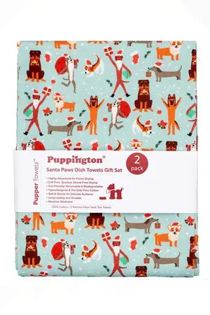 PUPPINGTON Dog Kitchen Towels - Santa Paws & Candy Canines