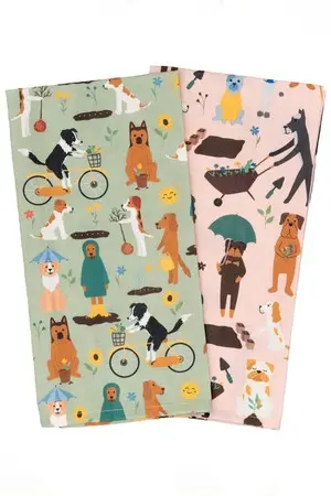 PUPPINGTON Dog Kitchen Towels - Spring Pups