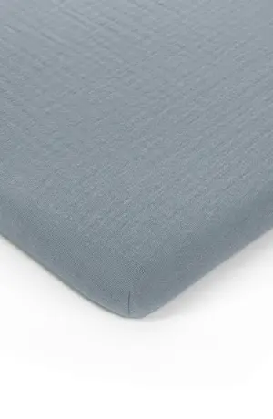 COMFY CUBS Muslin Fitted Bassinet Crib Sheet - Pacific Blue