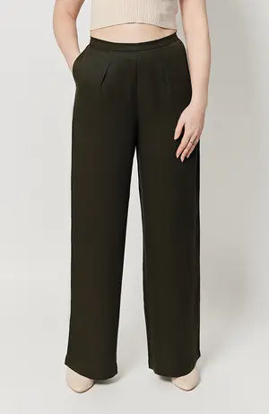 AAM THE LABEL Aam The Label Wide Leg Pant Deep Olive