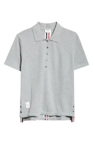 Thom Browne Stripe Piqué Polo - Light Grey