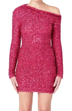 Endless Rose Sequin One-shoulder Mini Dress