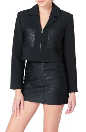 Endless Rose Sequin Pocket Crop Blazer