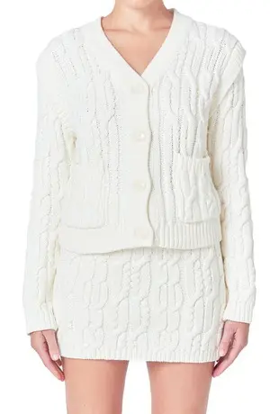 Endless Rose Cable Stitch Cardigan - Ivory