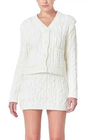 Endless Rose Cable Stitch Cardigan - Ivory