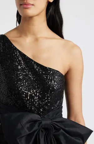 Eliza J One-shoulder Sequined Gown