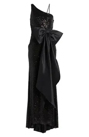 Eliza J One-shoulder Sequined Gown
