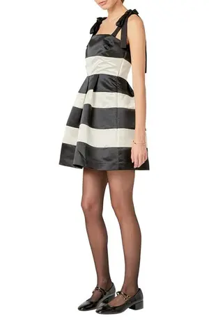 English Factory Stripe Tie Strap Mini Dress