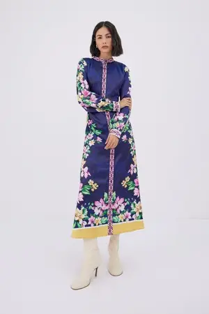 RAISHMA Kiara Floral Print Maxi Dress With Belt