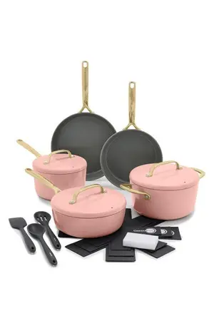 GREENPAN Gp5 Infinite8 11-piece Anodized Aluminum Ceramic Nonstick Cookware Set With Champagne Handles - Dusty Rose