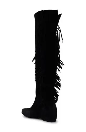ZIGI Brooklynne Knee High Wedge Boots - Black Suede